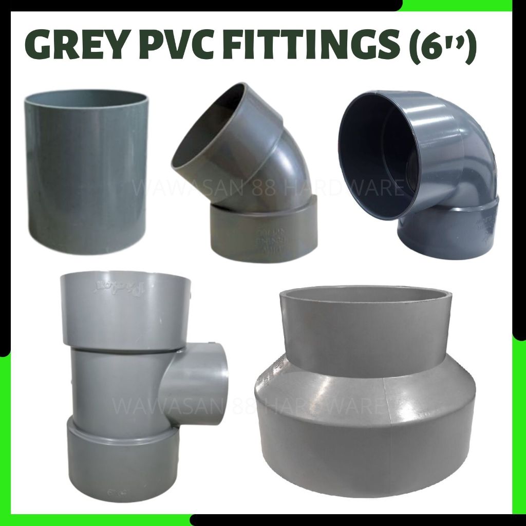 6'' 150MM PVC Pipe Fittings Fitting Grey Joint Connector PVC Elbow Reducing Socket Reducer Tee ...