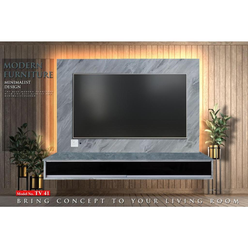 [TSB-TV41]6FT TV Cabinet with LED Light & Solid Wall/6 Kaki Kabinet TV ...