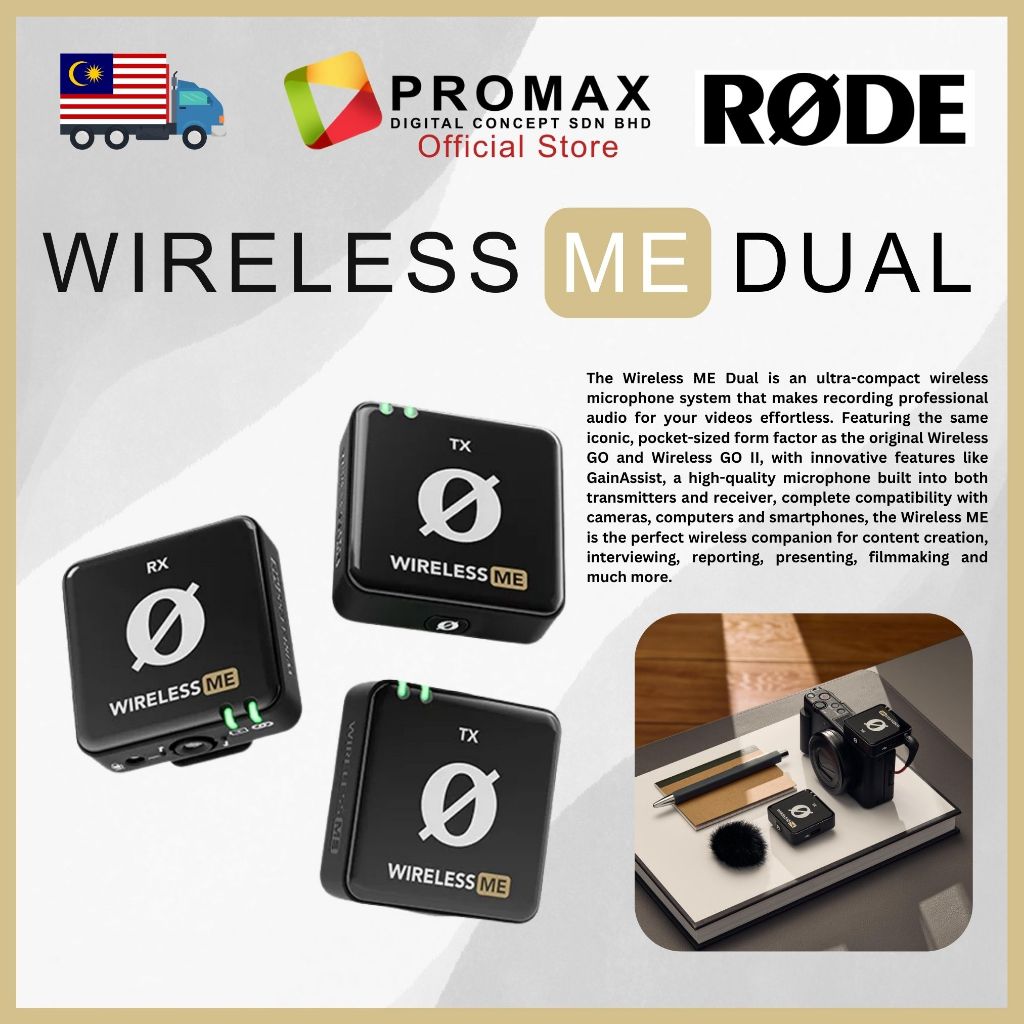 Rode Wireless ME Dual Ultra Compact Wireless Microphone Dual Channel ...