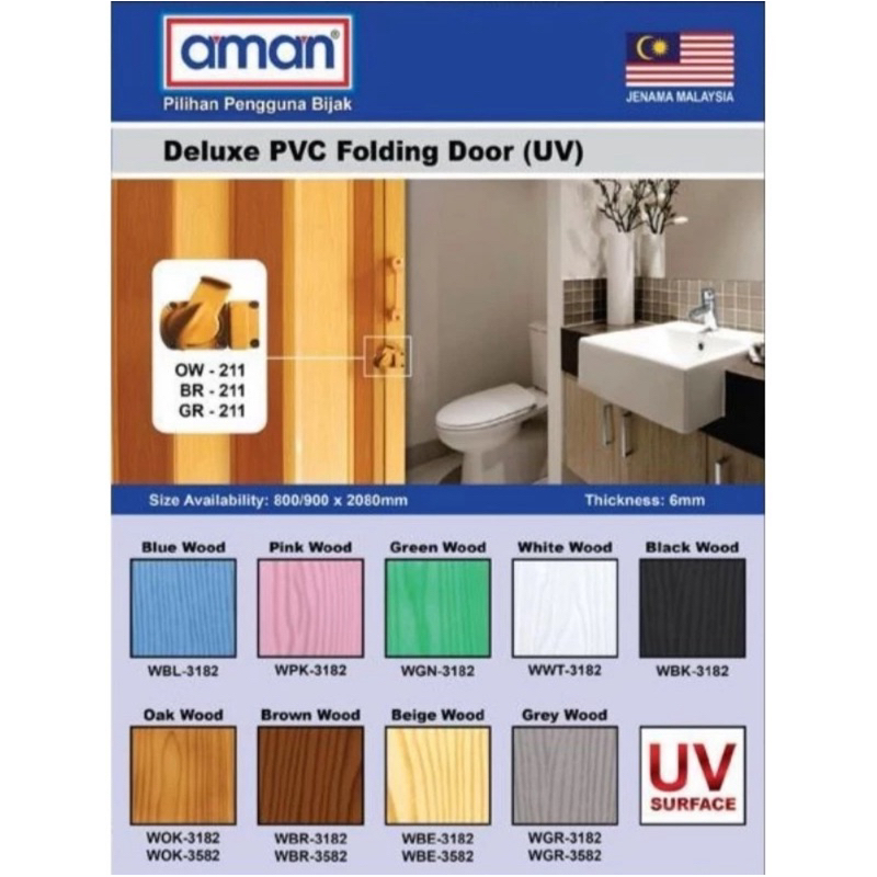 11.11 LS GEMILANG MALAYSIA TOILET DOOR PVC Folding pintu jamban Room ...
