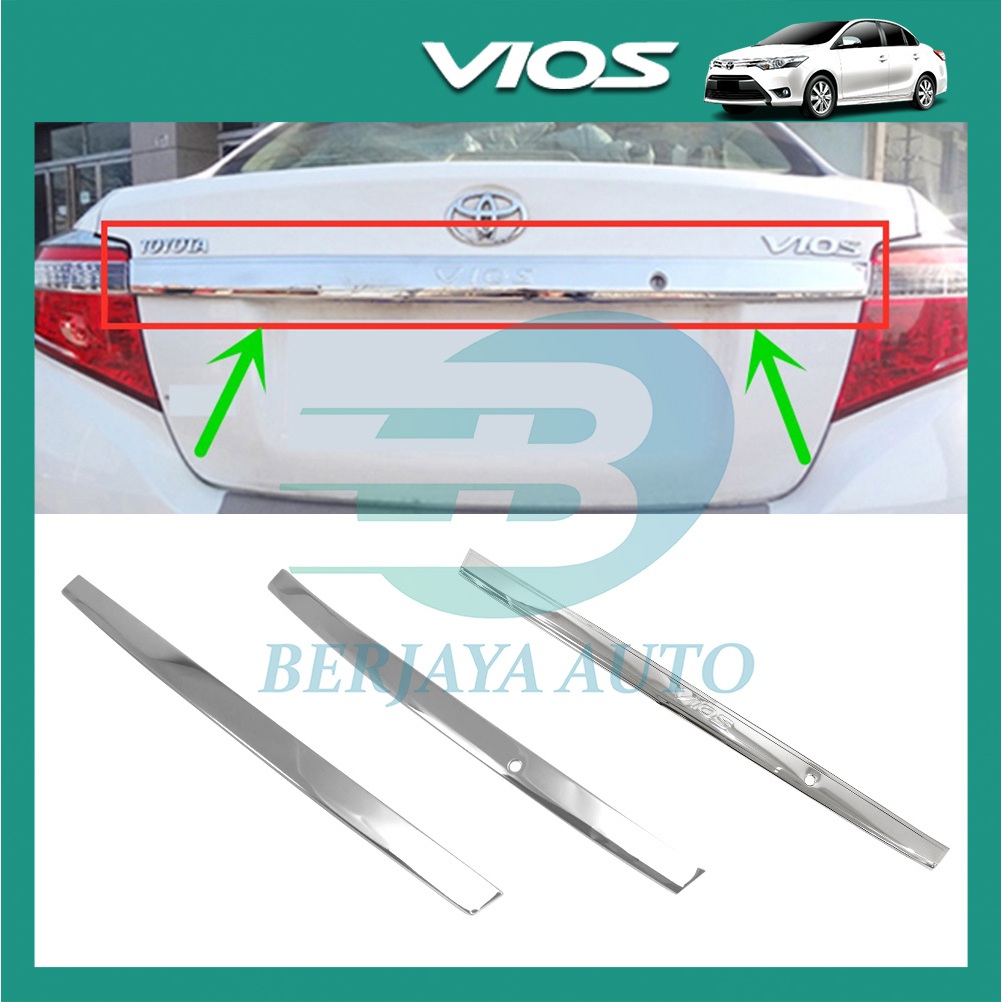 Toyota Vios (3rd Gen) Rear Chrome Bar - Stick Type Rear Tailgate Cover ...