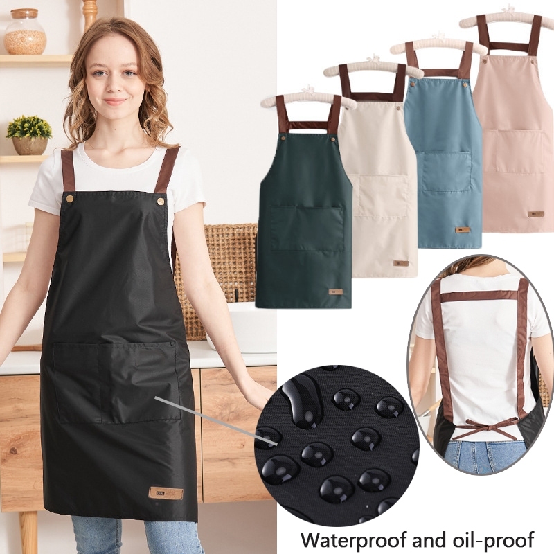 Waterproof Apron Coffee Shop Barber Working Bib Kitchen Cooking Aprons ...