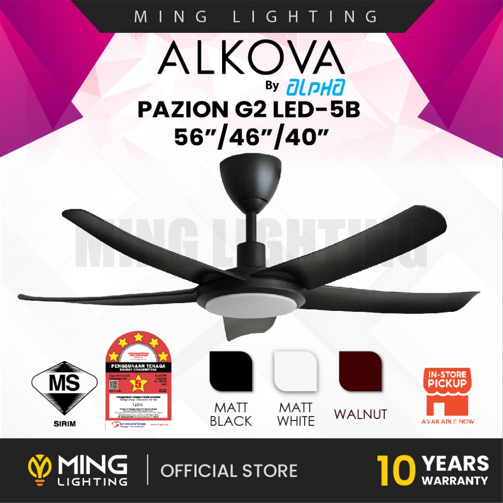 (Sirim) ALPHA ALKOVA Ceiling Fan PAZION G2 56" 46" 40" LED Remote ...