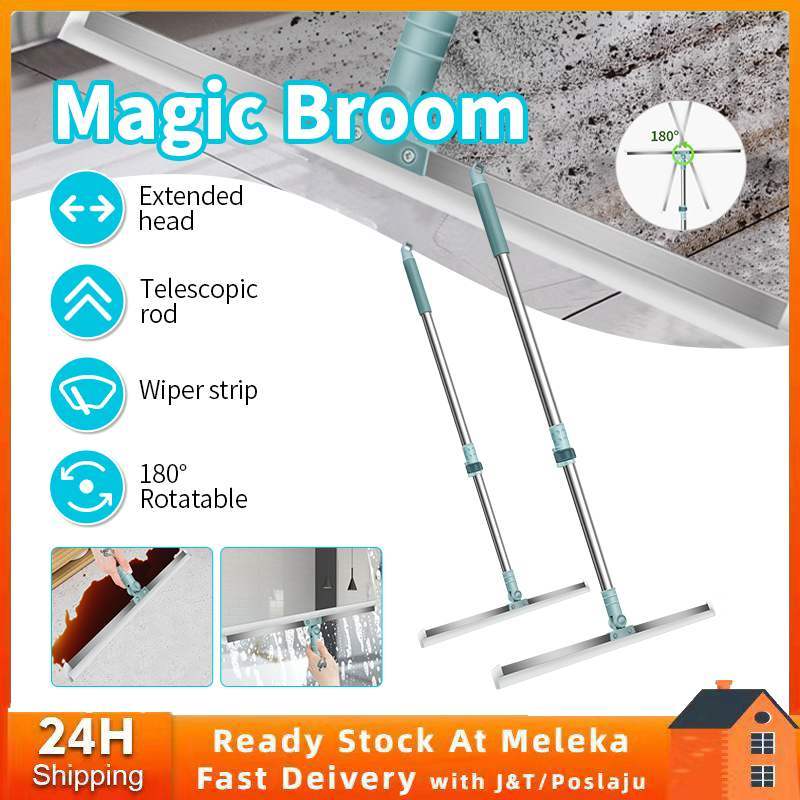🛁Silicone Magic Broom Dual-Use180°Degree Rotatable Floor Scraper Home ...