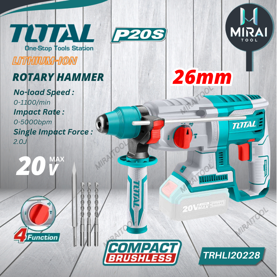TOTAL TRHLI20228 P20S 20V Li-ion Rotary Hammer 26MM (SOLO) | Shopee ...