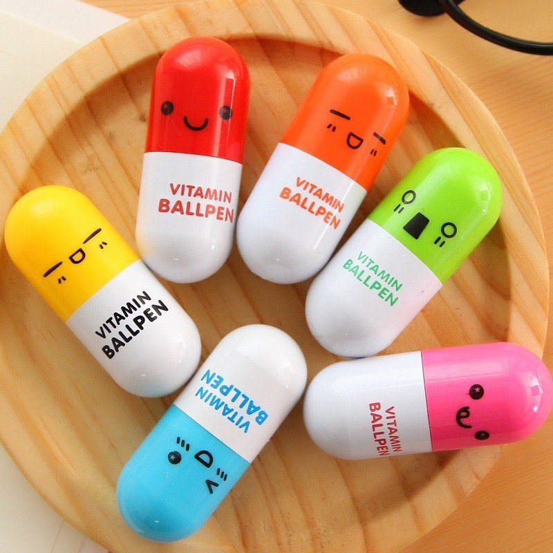 50pcs Retractable Capsule Ball Pen Mini Ballpoint Pen Stationery School ...