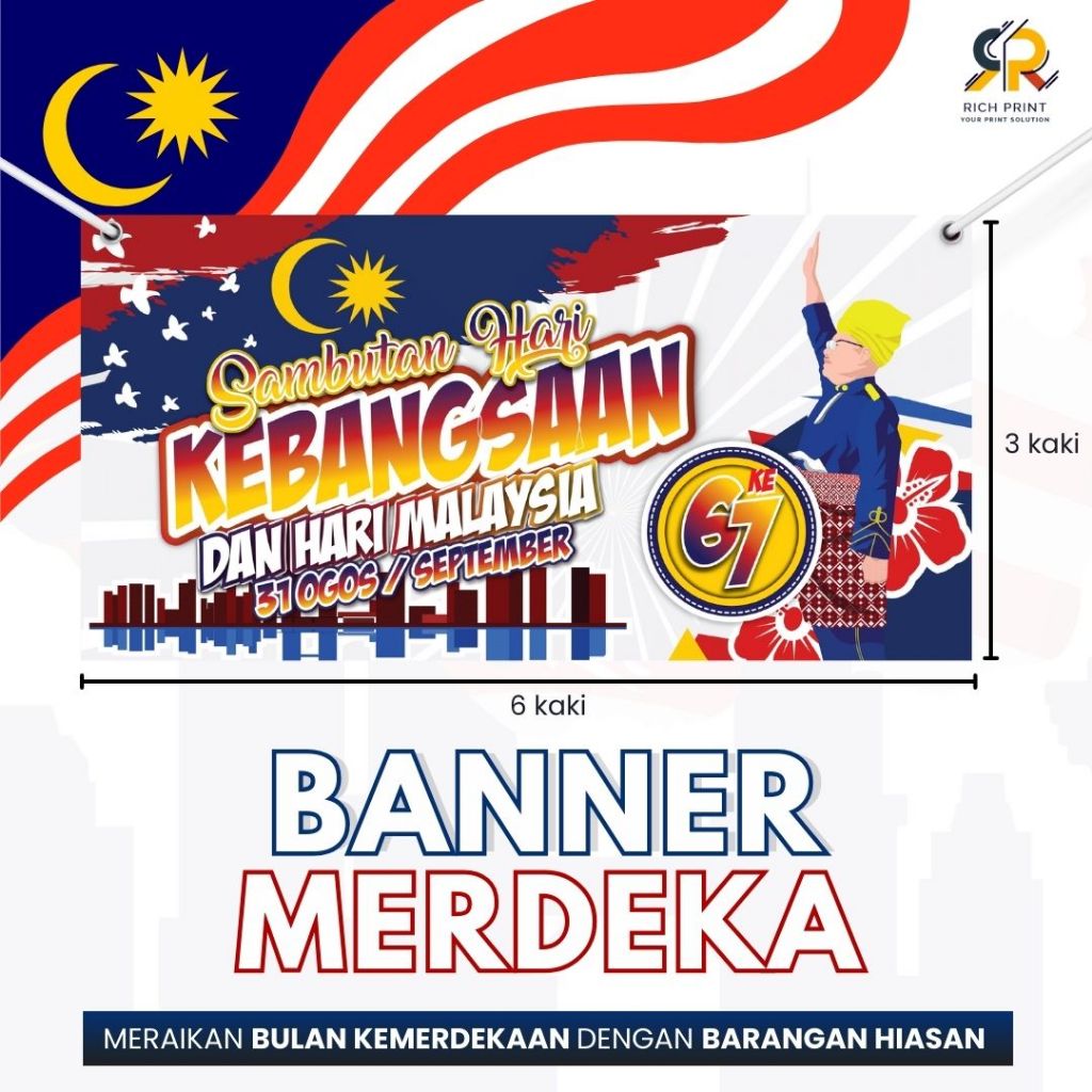 Banner Bunting Merdeka 2024 Full Printing Props Patriotik Malaysia ...