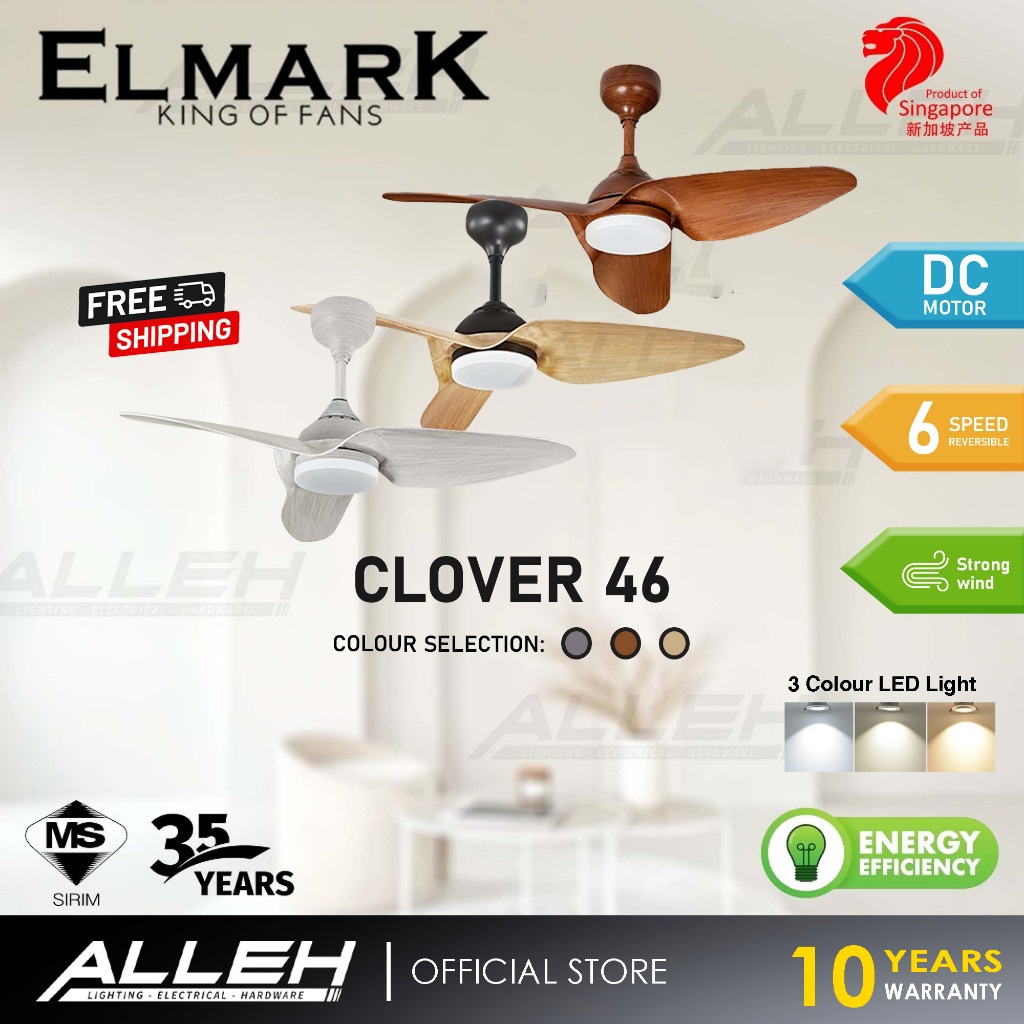 🔥ELMARK🔥 Ceiling Fan with LED Lights CLOVER 46” inch Remote Control DC ...