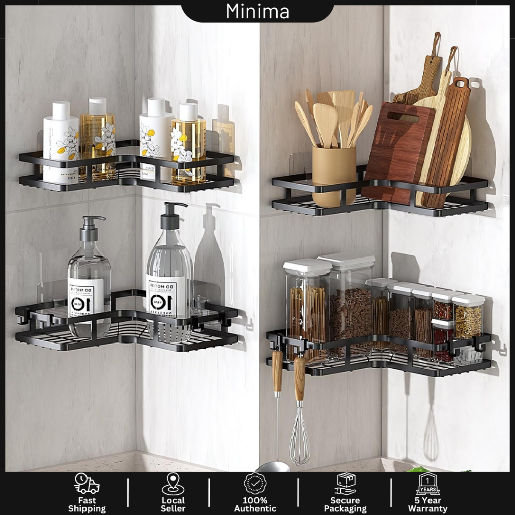 MINIMA SteelSeries Bathroom Corner Rack Toilet Shelf Wall Mounted ...