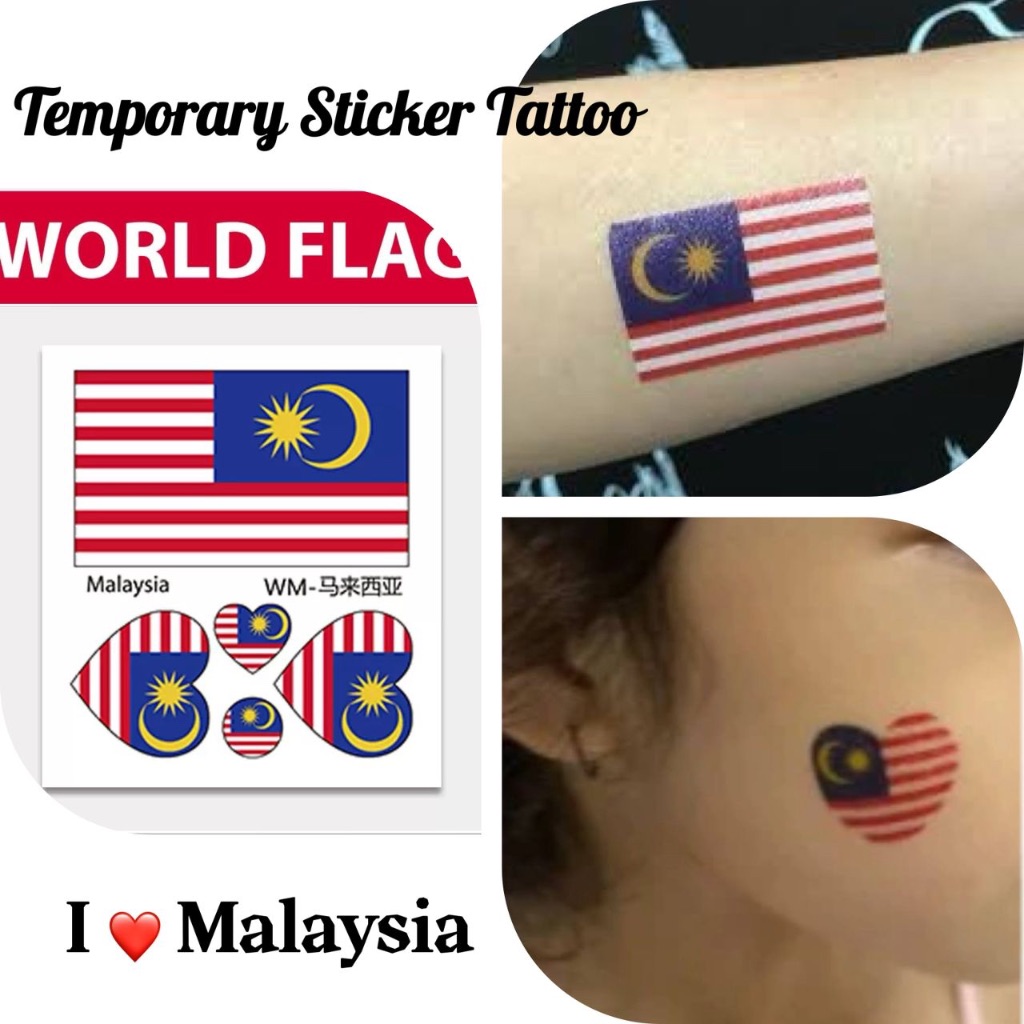 Ready Stock Temporary Sticker Tattoo Flag Malaysia Sticker Pipi Sticker ...