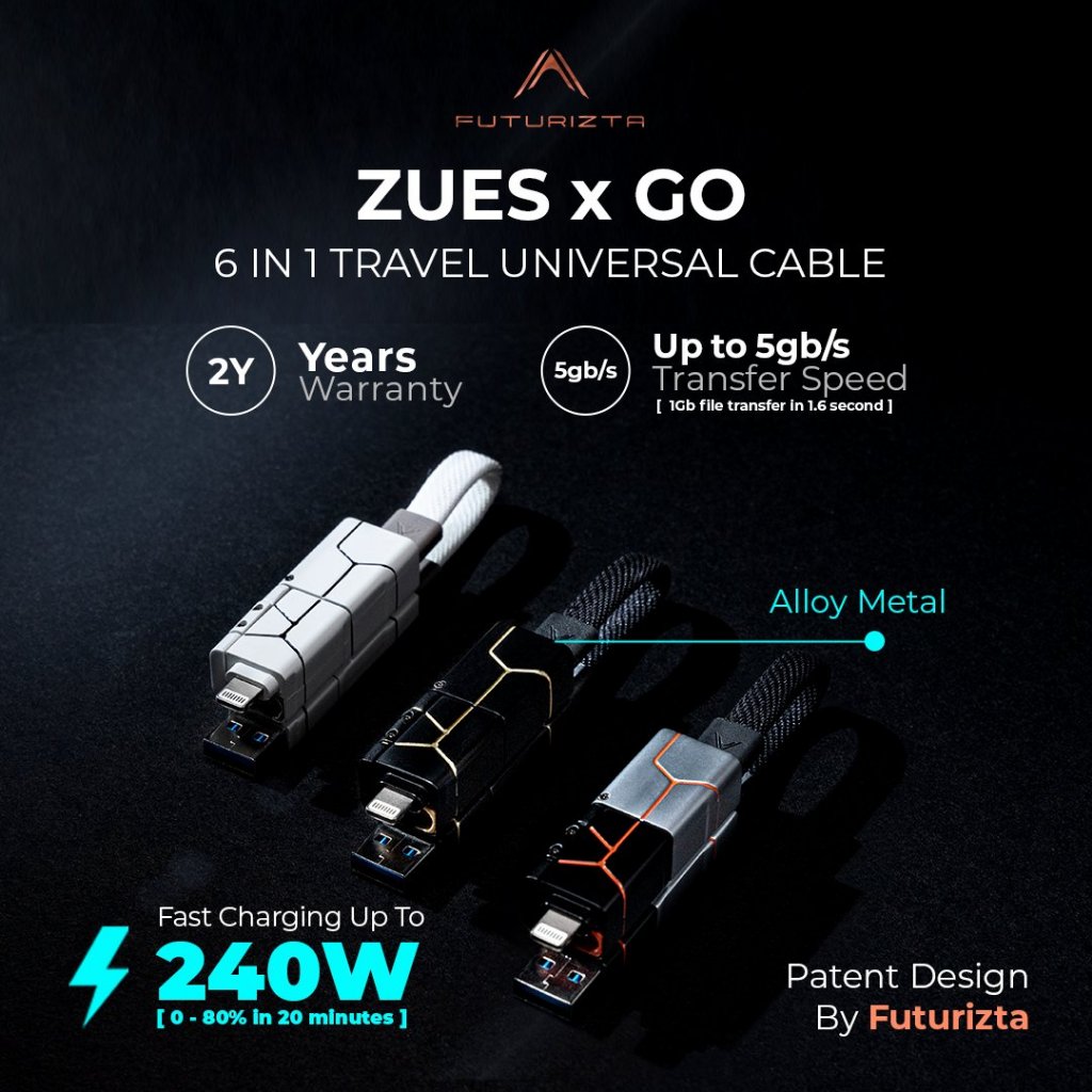 Futurizta ZEUS-X GO 6-IN-1 Travel Universal Cable [240W Power Delivery] | Shopee Malaysia