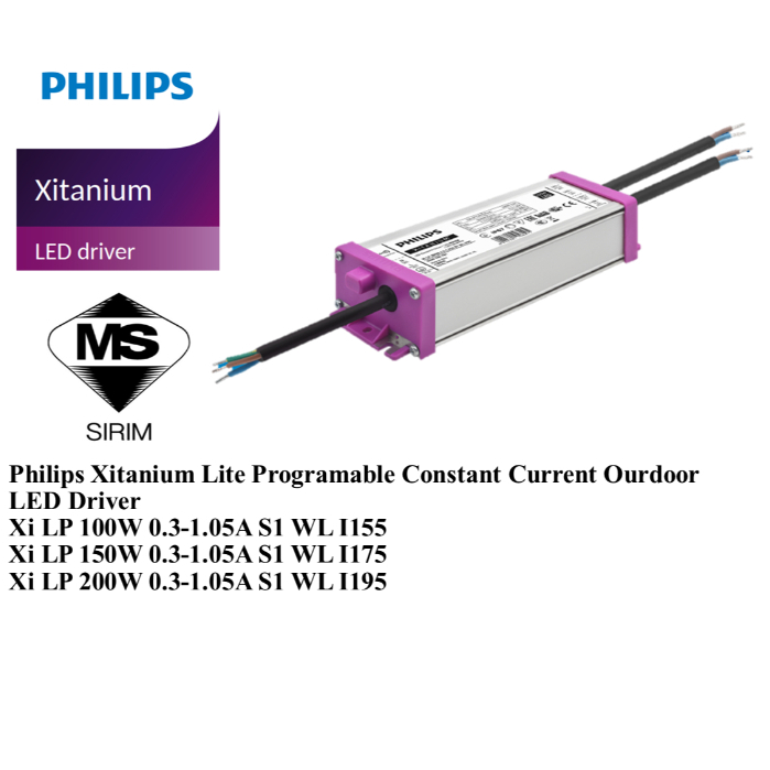 Philips Xitanium Lite Programable Constant Current Ourdoor LED Driver 150W, 200W: 0.3-1.05A ...
