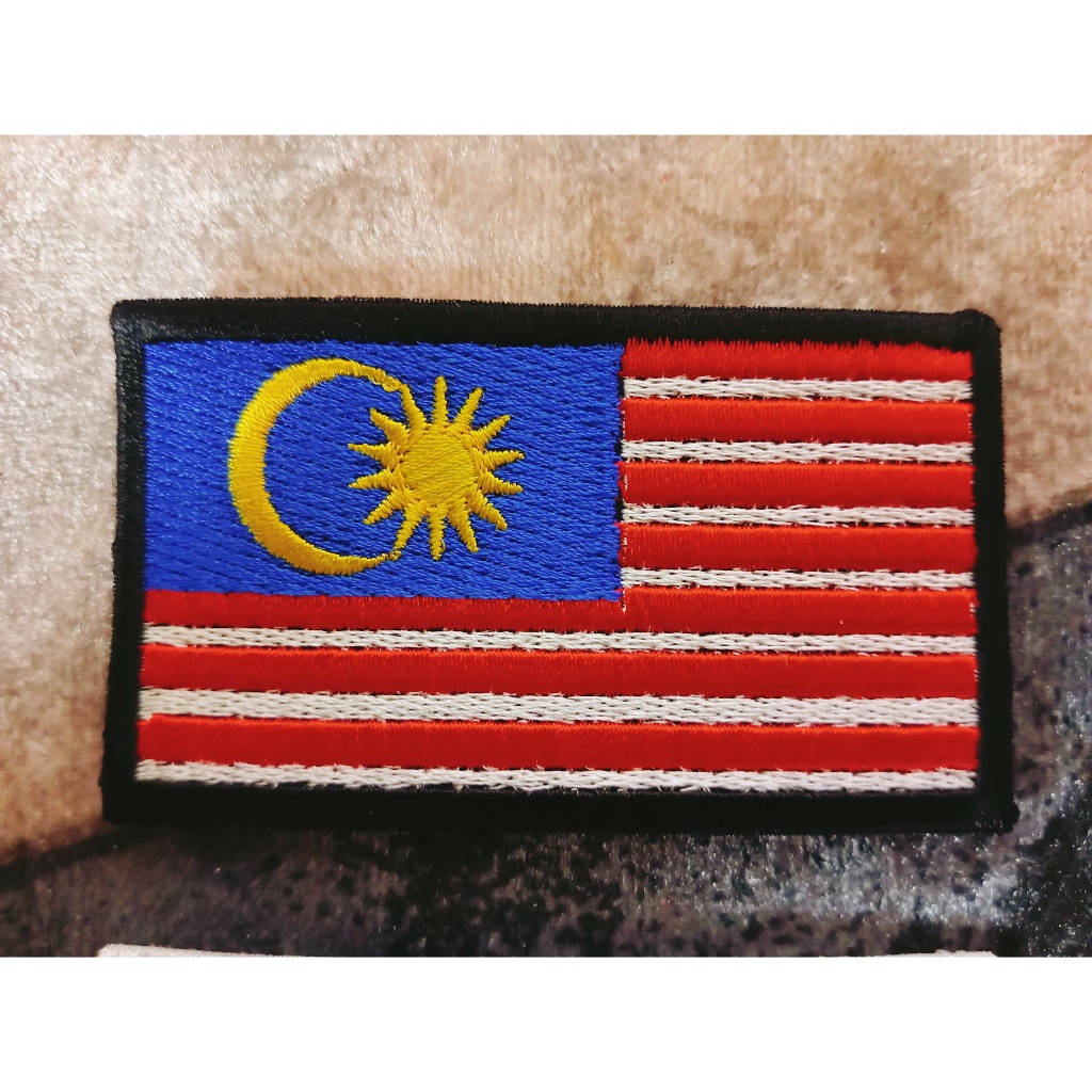 Patch Bendera Malaysia - 5cm x 2.5cm dan 7.5cm x 4cm Patches Malaysian Flag With Emroidery Sulam ...