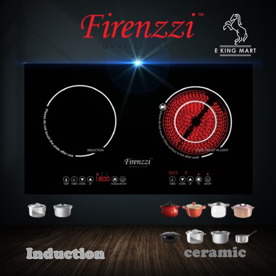 FIRENZZI Ceramic + Induction Cooker Hob FRD-2388 XP Touch Control Panel ...