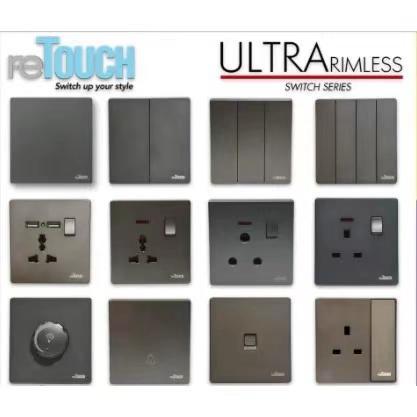 [SIRIM] reTouch Ultra Rimless Switch 1/2/3/4 Gang 1 Way 13A/15A/16A/20A ...