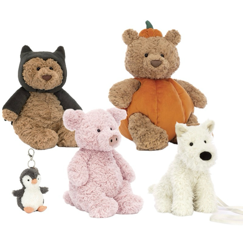UK Jellycat Halloween Bartholomew Bear Pumpkin and Bat Costume ...