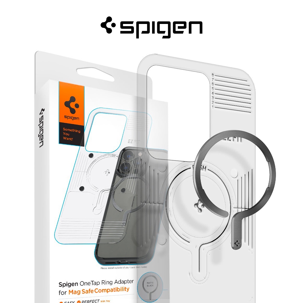 Spigen One Tap Magnetic Metal Plate Ring Adapter with EZ-Fit Kit ...