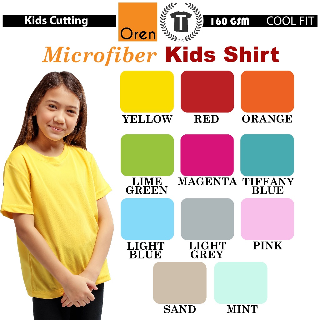 【Premium Kids】Microfiber Plain T-Shirt Round Neck Kids Baby Boy Girl ...