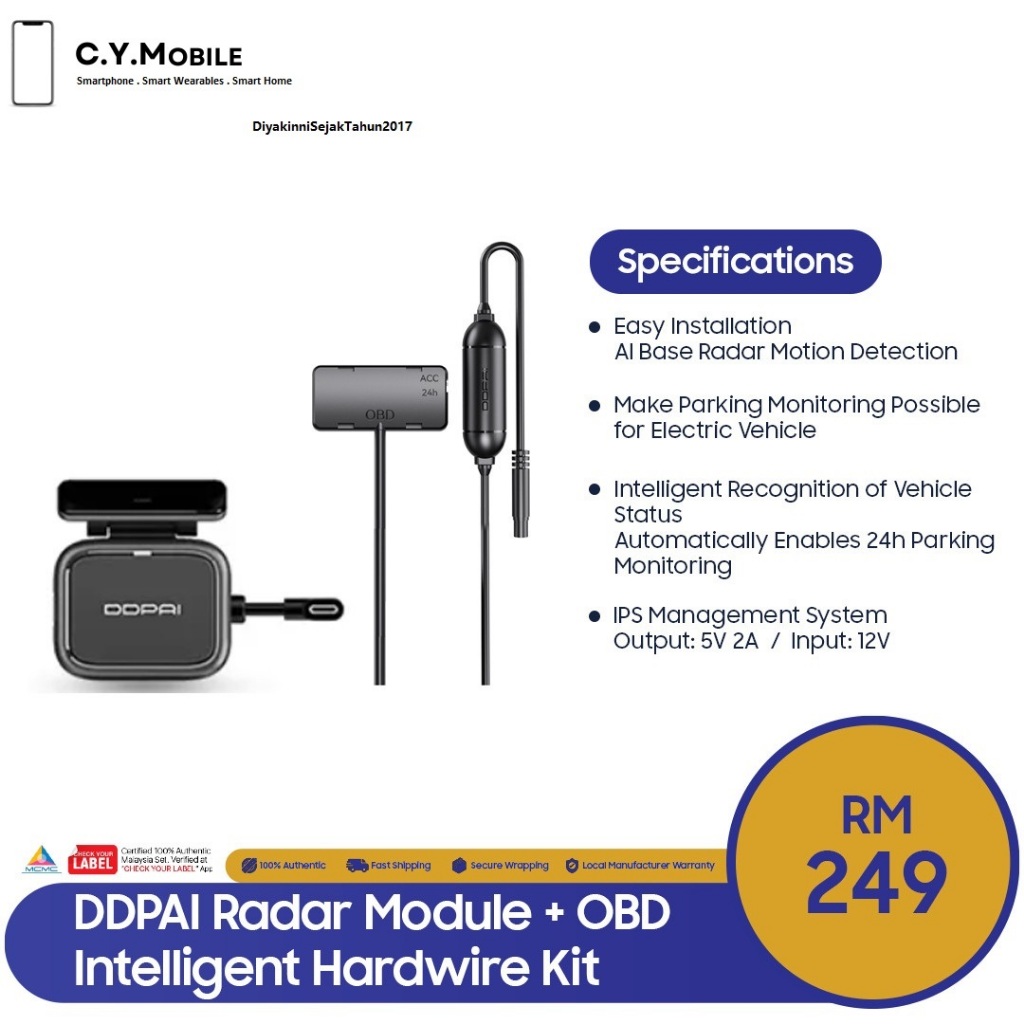 DDPAI N5 DUAL Radar Module & OBD Intelligent Hard Wire Kit – Original ...