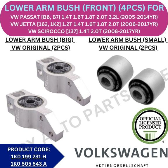 VW GENUINE LOWER ARM BUSH (FRONT) FOR VW PASSAT [B6, B7] '05-14YR ...