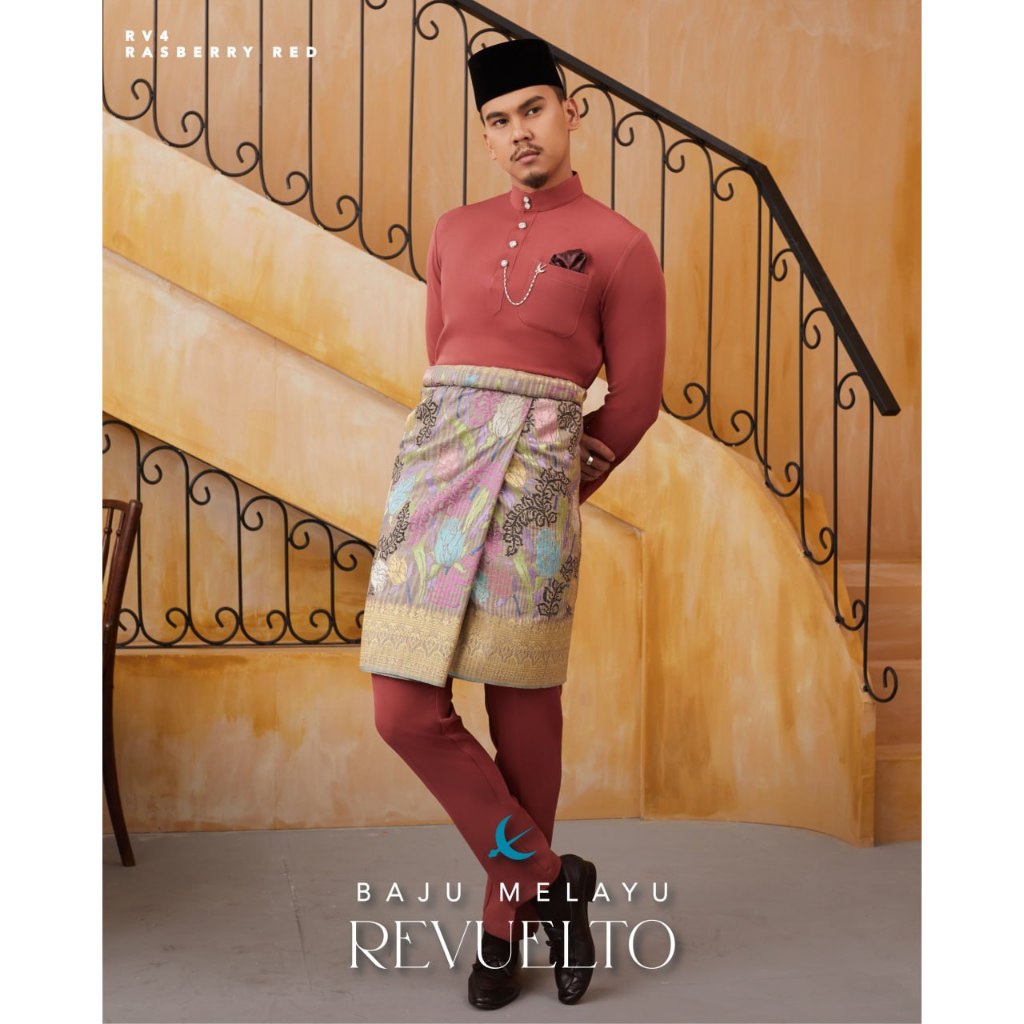 Baju Melayu Revuelto Elrah Exclusive BAJU RAYA Maroon Burgundy Soft ...
