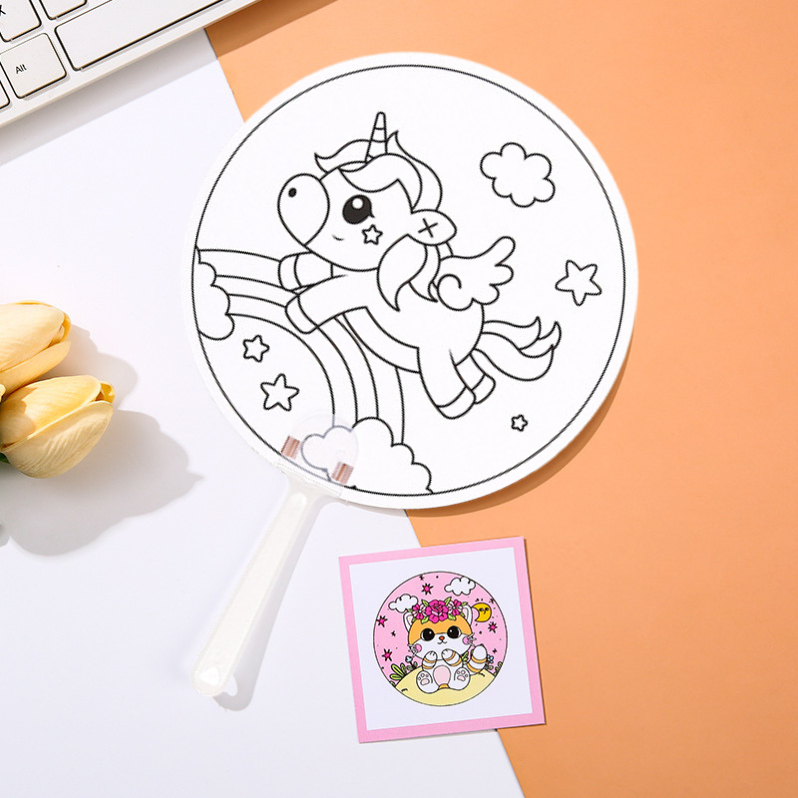DIY Fan Art Kids Craft For Kids Learning Painting Hand Fan Coloring ...