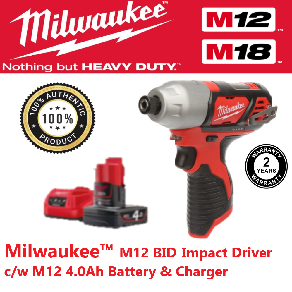 Milwaukee M12 BID 1/4" Hex Impact Driver c/w M12 4.0Ah Lithium-ion ...
