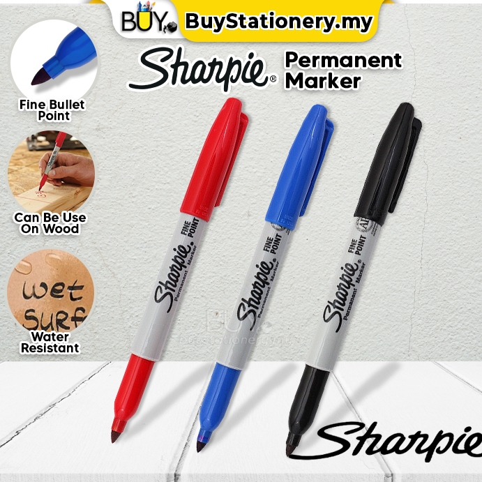Sharpie Marker Pen Permanent Maker Pen Alat Tulis Black Pen Blue Pen ...
