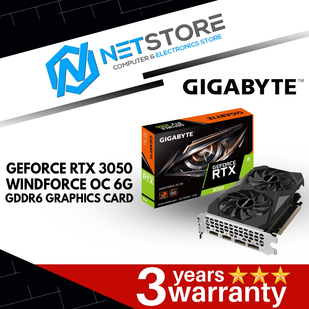 GIGABYTE GEFORCE RTX 3050 WINDFORCE OC 6G GDDR6 GRAPHICS CARD - GV-N3050WF2OC-6GD | Shopee Malaysia