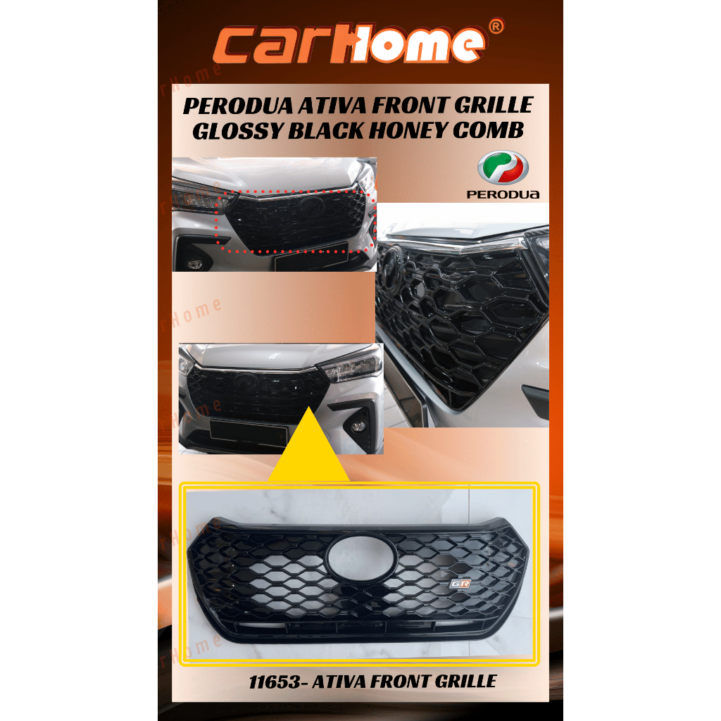 Perodua Ativa Front Grille Glossy Black Honey Comb design | Shopee Malaysia