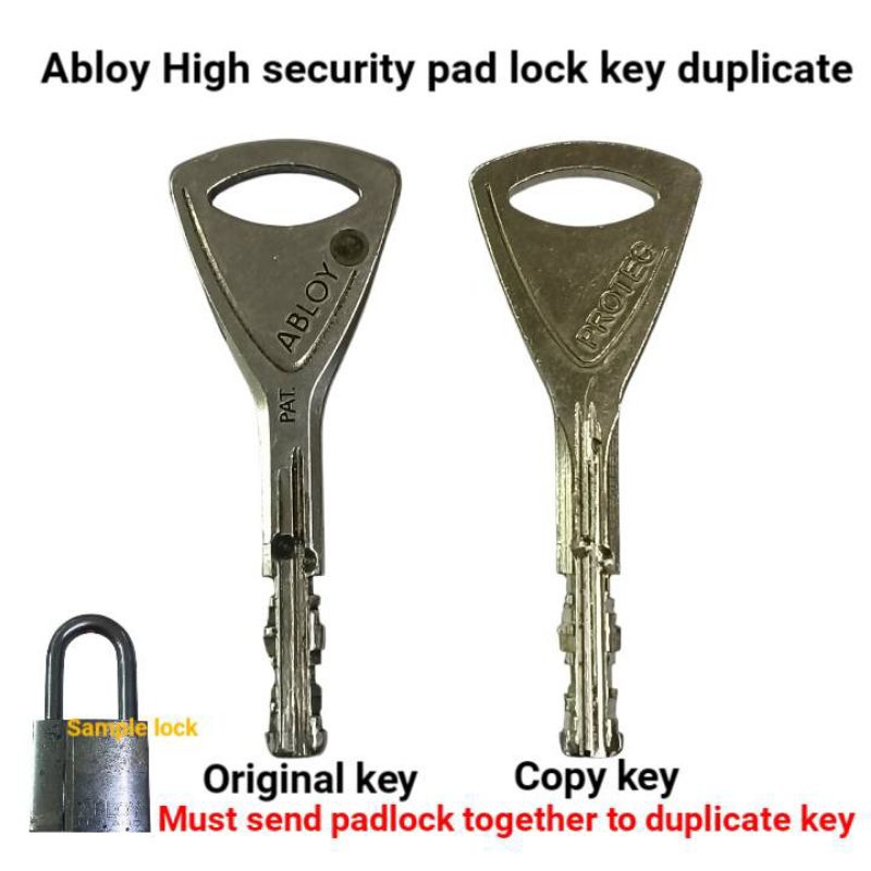 abloy key duplicate . must send key and padlock protec mechanism to ...