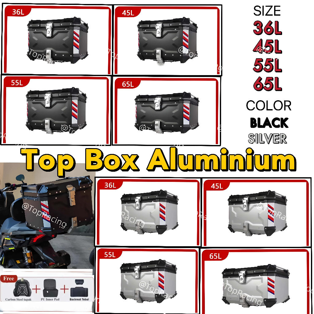 AA Aluminium Top Box Motor Box Belakang Motorcycle Box Topbox Motor ...