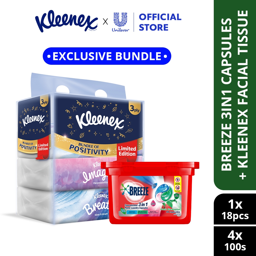 Breeze 3in1 Capsule Detergent Fresh Eucalyptus 18's + Kleenex Facial ...