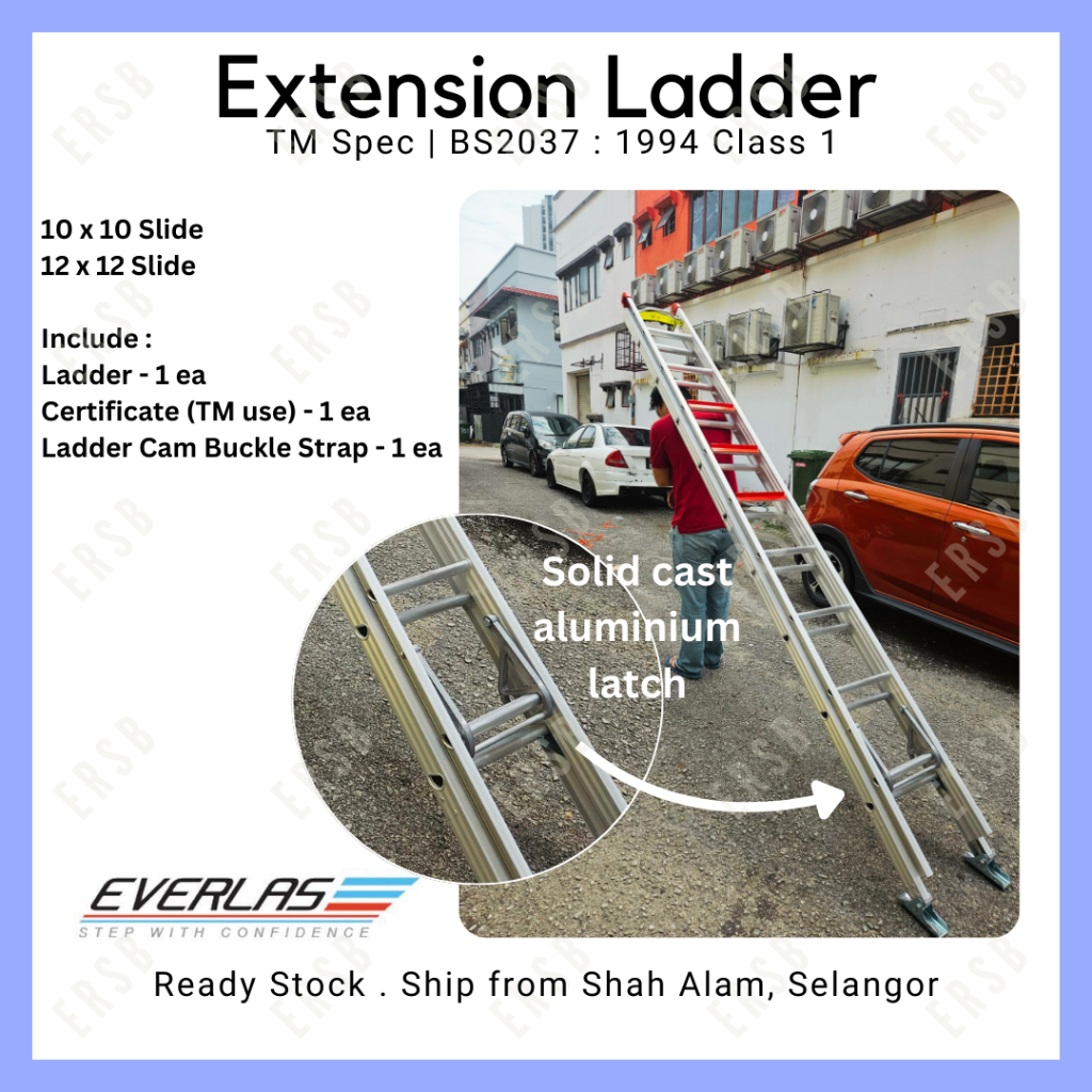 Ladder Heavy-Duty Double Extension EVERLAS BS2037:1994 (Class 1 ...