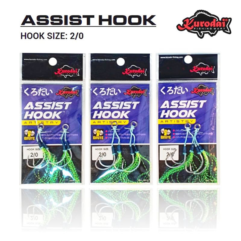 2 sets Kurodai Hand-Tied Assist Hook Size 2/0 (Pike Type Jigging ...