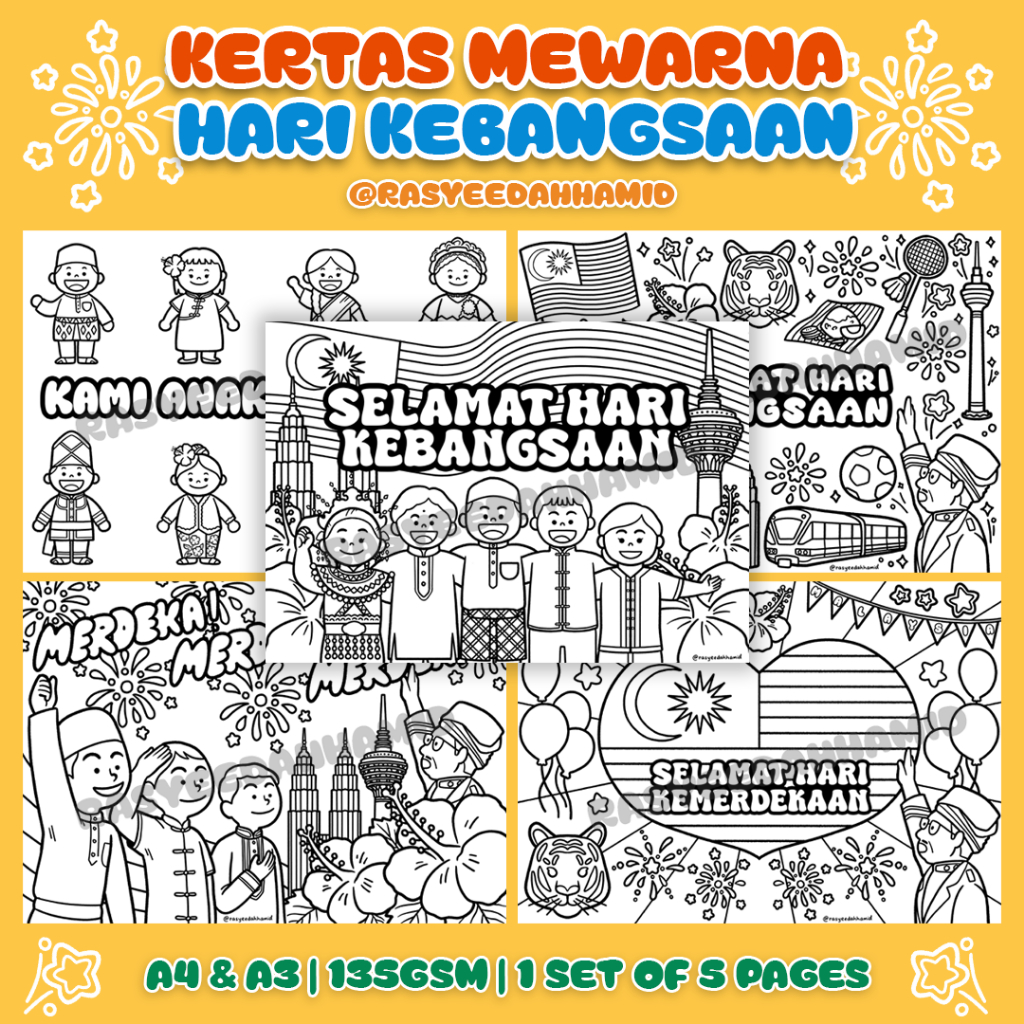 Set A Kertas Mewarna Colouring Pages | Hari Kebangsaan / Kemerdekaan ...