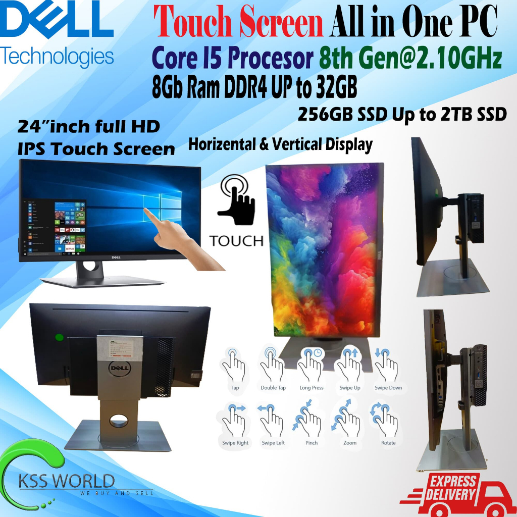 DELL TOUCH SCREEN LED MONITOR P2418HT 24"Inch FULL HD ...