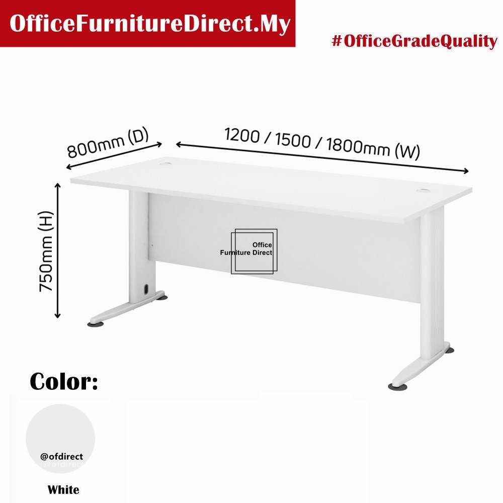 120x80cm 150x80cm 180x80cm H White Office Table HT 128 158 188 (Deliver ...