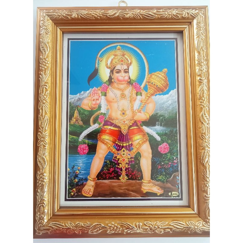Lord Hanuman Golden Frame With Mirror | Shopee Malaysia