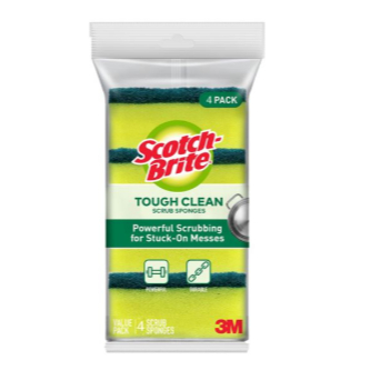 SCOTCH BRITE Kitchen Tough Cleaning Dual-Sided Scouring Sponge (4pcs ...