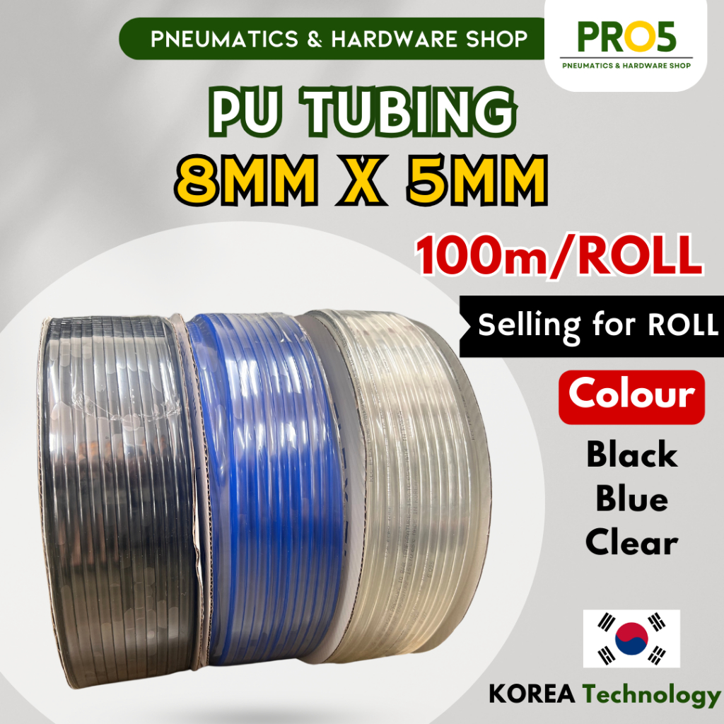 8mm (OD) X 5mm (ID) X 100m (Roll) Durable Polyurethane Pneumatic Polyurethane Tube PU Tube PU ...