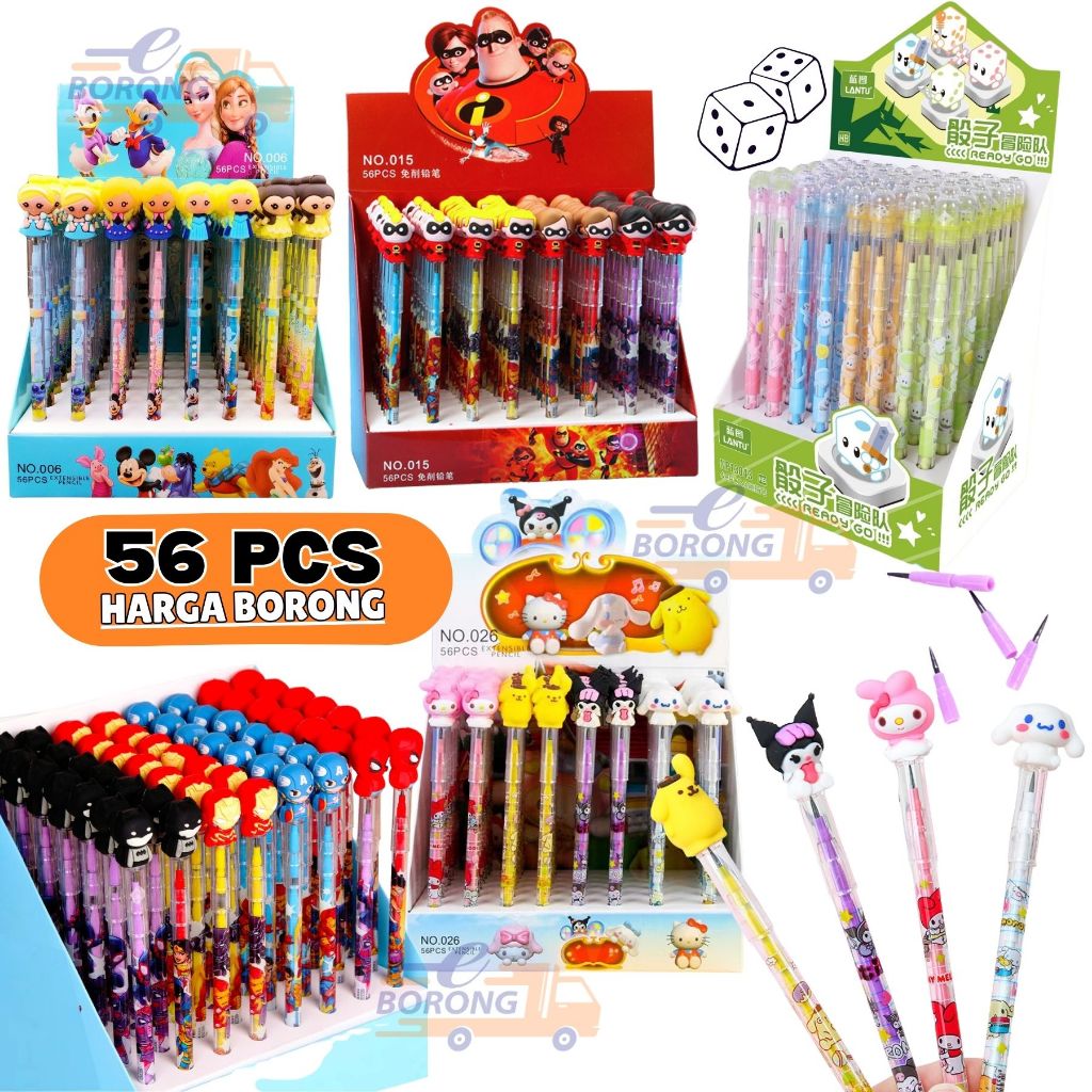 BORONG 【56 pcs】LABUBU Bullet Pencil Non Sharpening 2mm Cute Cartoon ...