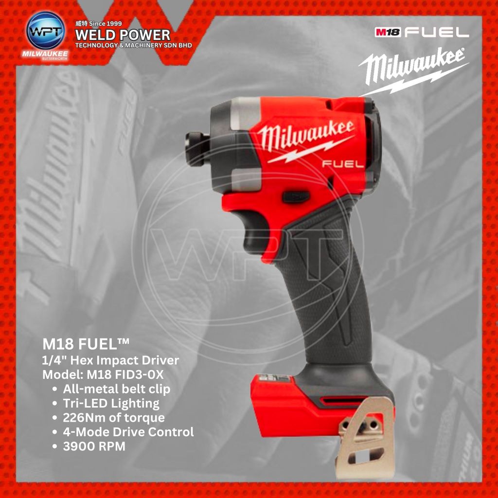 Milwaukee M18 FUEL™ 1/4" Hex Impact Driver (Model: M18 FID3-0X) | Shopee Malaysia