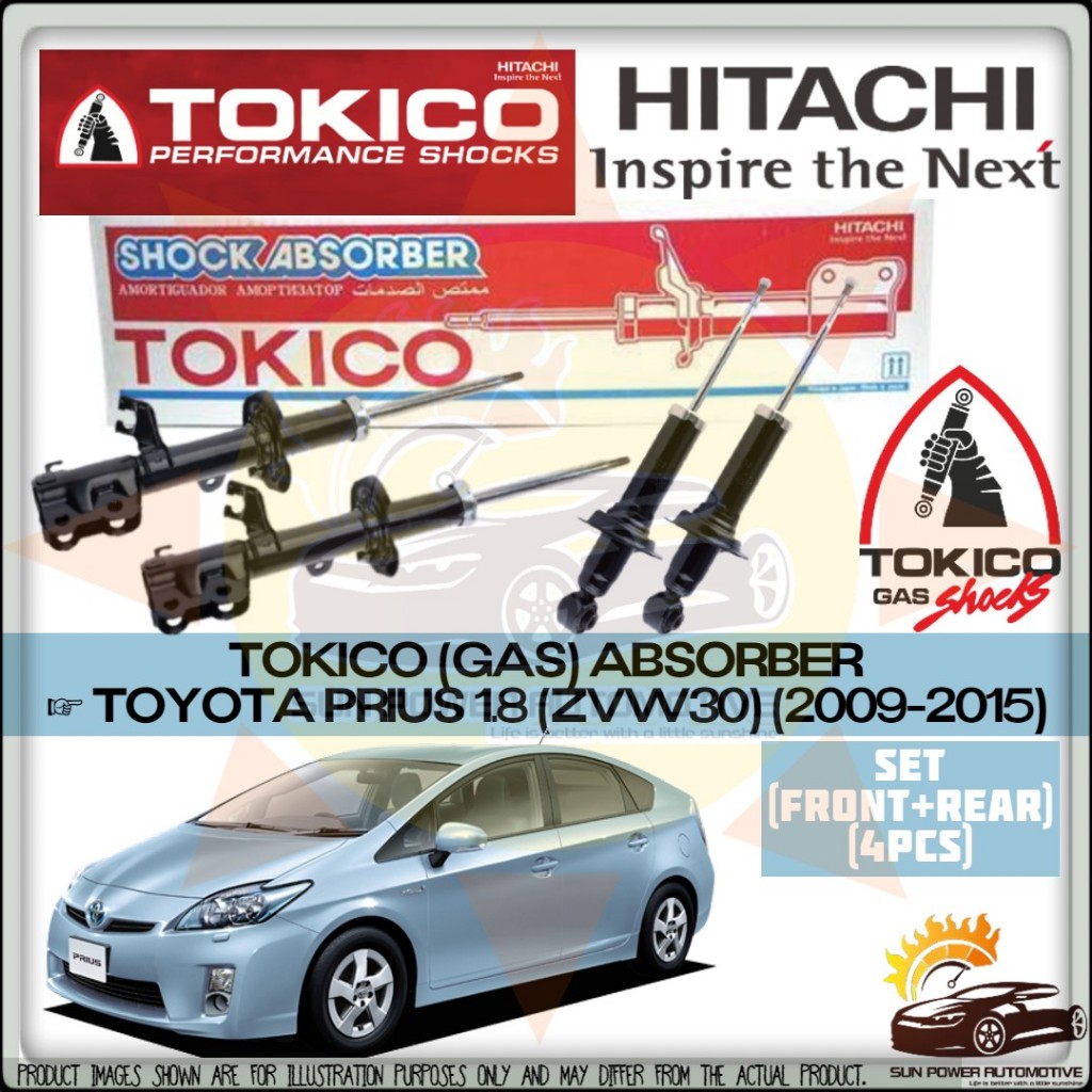 TOKICO TKC Toyota Prius 1.8 ZVW30 (2009-2015) Gas Shock Strut Absorber ( FRONT REAR SET ...