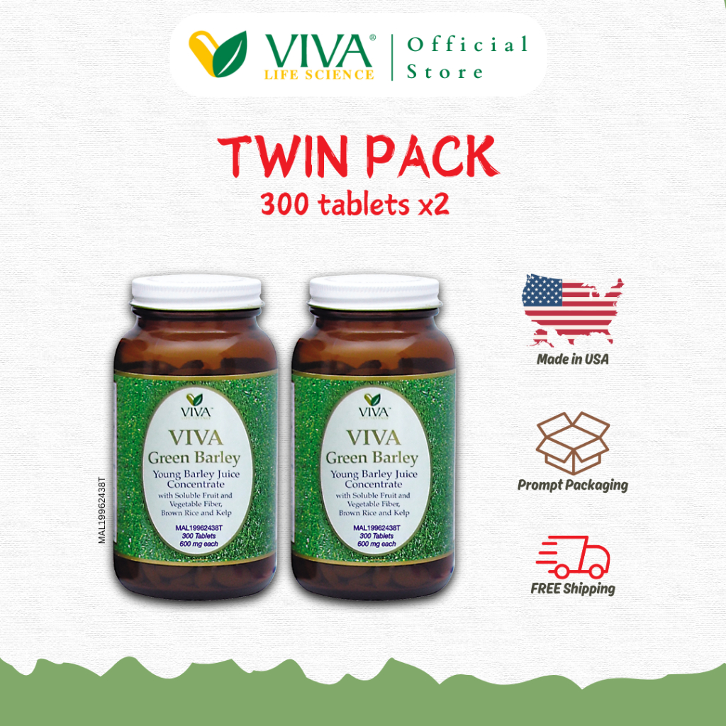 TWIN PACK - Viva Green Barley Tablets (600mg x 300 tablets x2) [Exp Mar ...