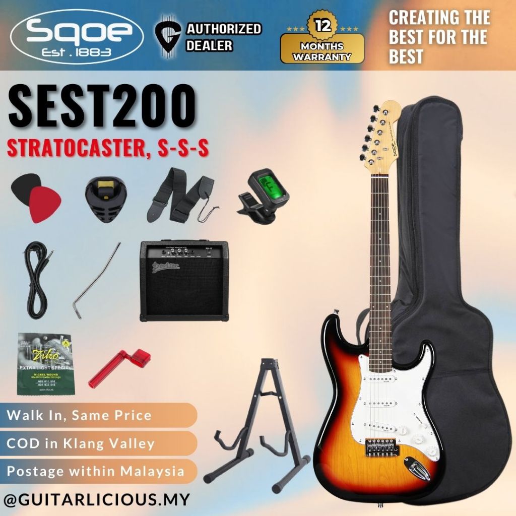 SQOE SEST200 Stratocaster Body SSS Vintage Electric Guitar ( SEST ...