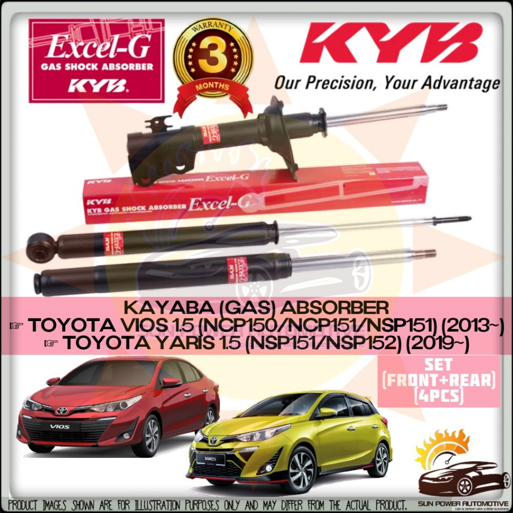 KAYABA KYB EXCEL G Toyota Vios Yaris NCP150 NCP151 NSP151 NSP152 Gas Shock Absorber FRONT REAR ...