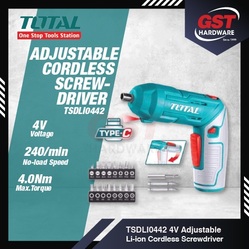 Total Li-ion Cordless Screwdriver 4V TSDLI0442 Mini Electric Screwdriver Set Small Screwdriver ...