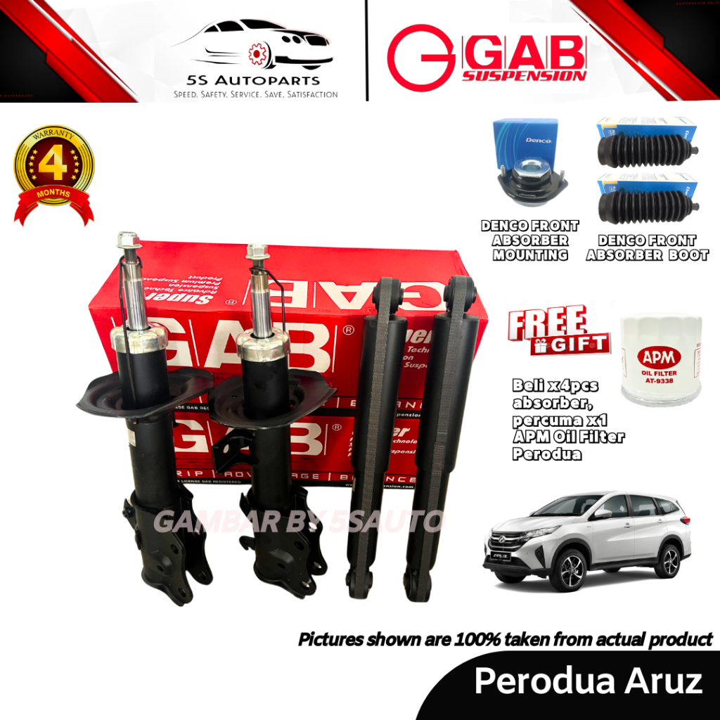 GAB Perodua Aruz Front (Depan) & Rear (Belakang) Gas Shock Absorber W ...