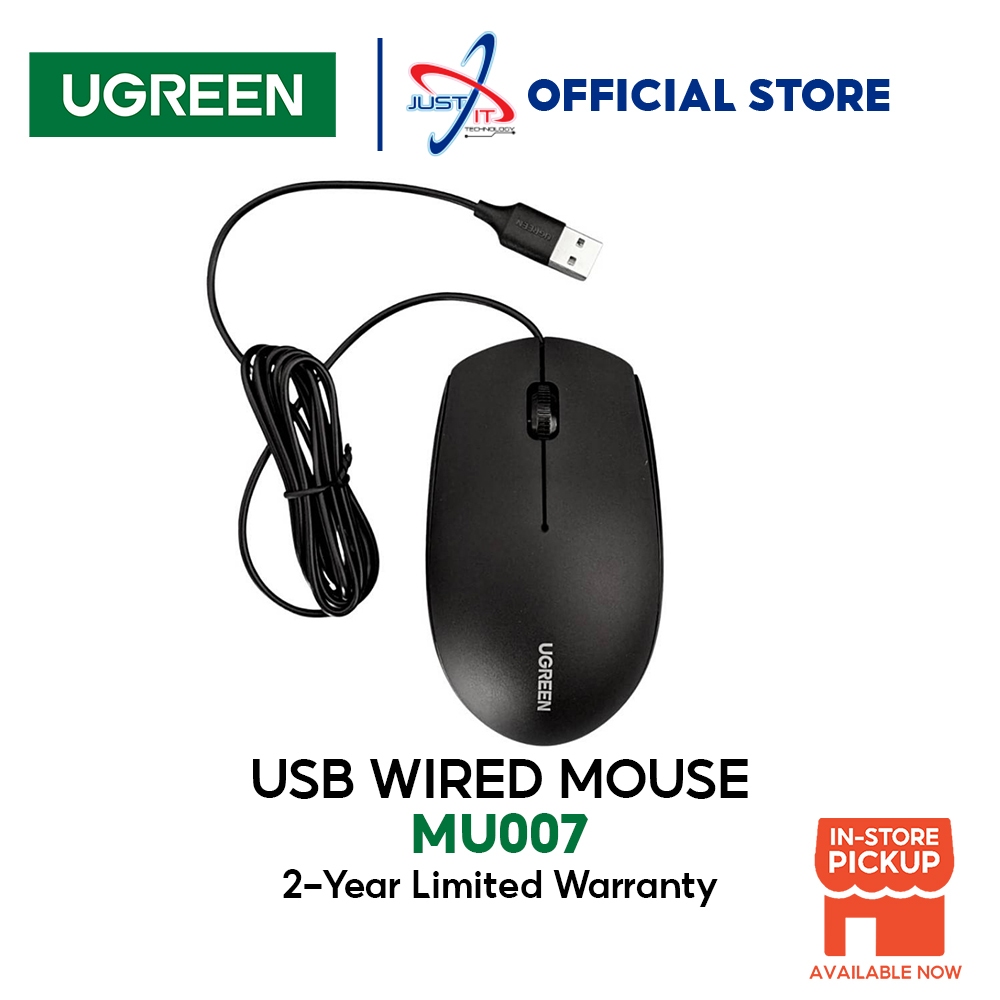 UGREEN MU007 3 Buttons USB Wired Mouse - Black (1.5m) UG-MU007-90789 ...